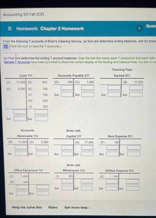Solved Accounting 101 Fall 2021 Ques Homework: Chapter 2 | Chegg.com
