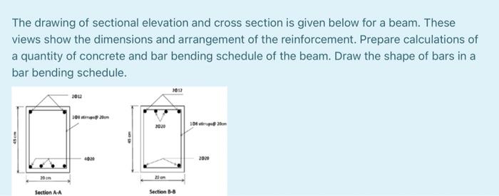 Solved The drawing of sectional elevation and cross section | Chegg.com
