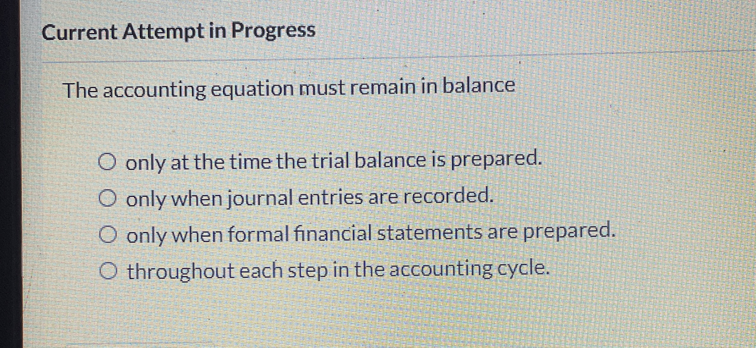 Solved Current Attempt in ProgressThe accounting equation | Chegg.com