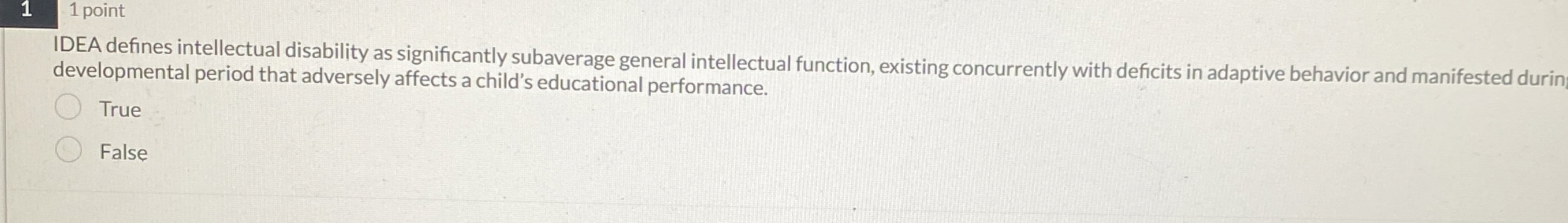 Solved IDEA defines intellectual disability as significantly | Chegg.com