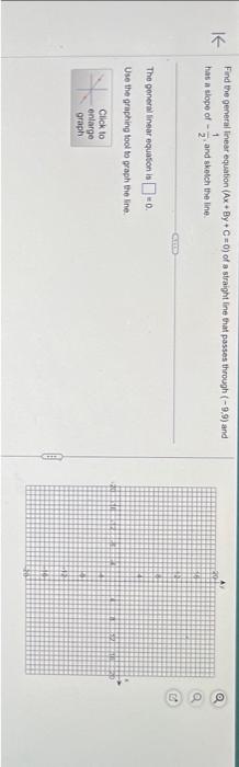 Solved Find the general linear equation (Ax+By+C=0) of a | Chegg.com