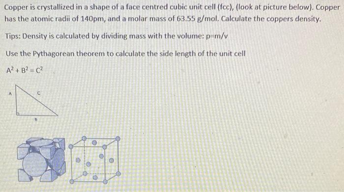 Solved What is the coppers density and what is the side | Chegg.com