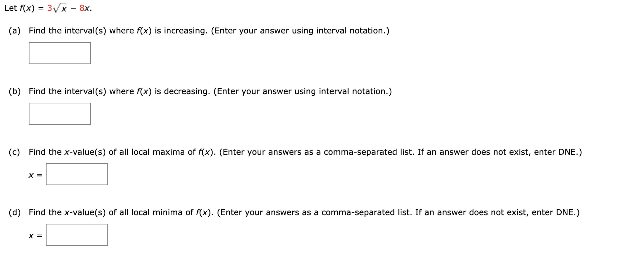 Solved Let f(x)=3x2-8x.(a) ﻿Find the interval(s) ﻿where f(x) | Chegg.com