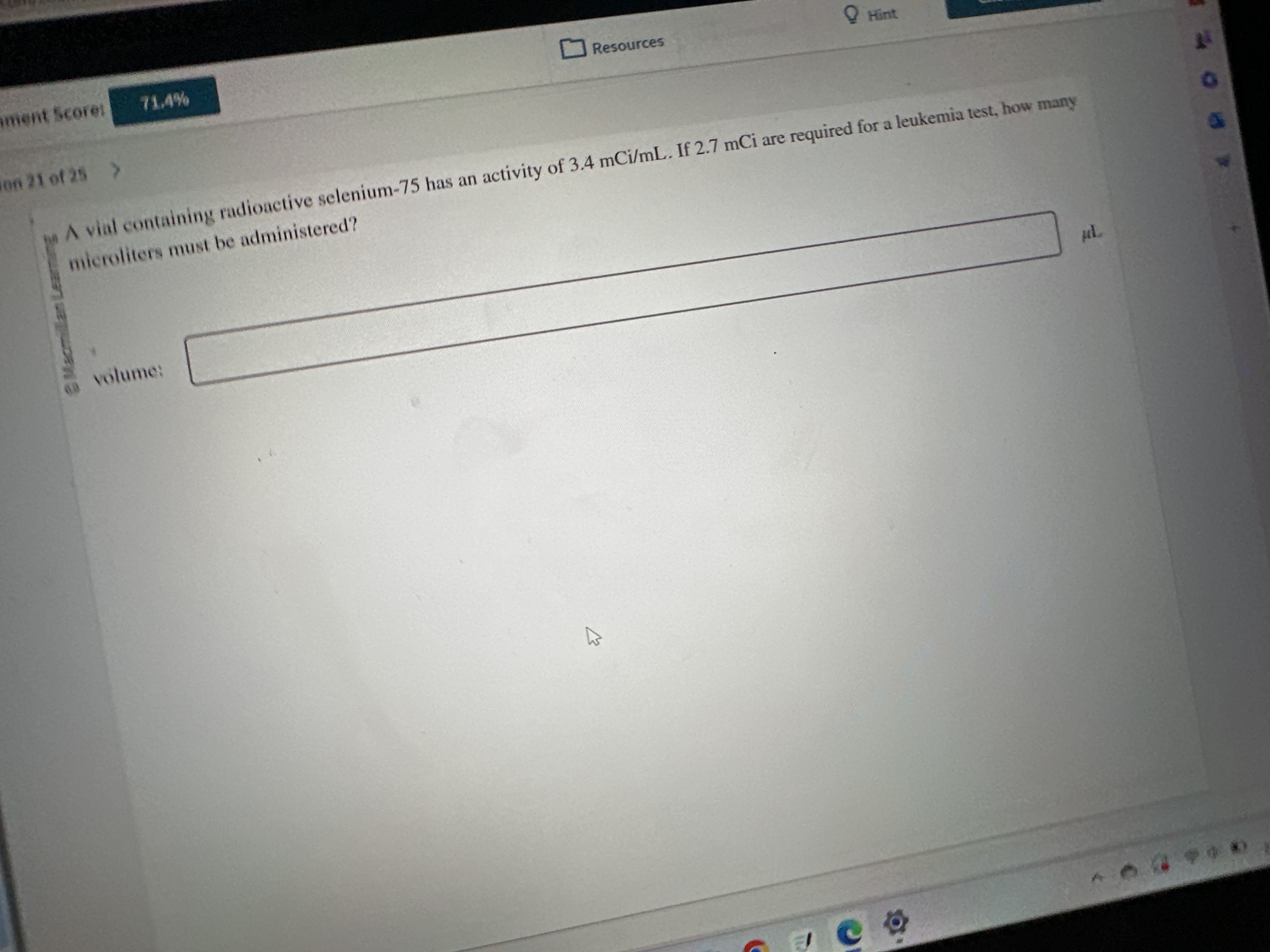 Solved in A vial containing radioactive selenium- 75 ﻿has an | Chegg.com