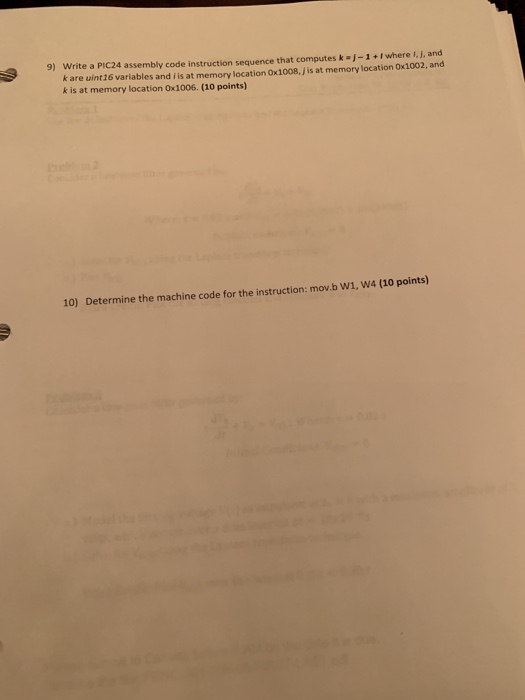 Solved 9 Write A Pic24 Assembly Code Instruction Sequence 