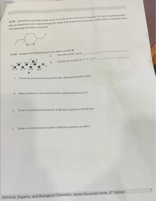 Solved 14.78. Sometimes disulfide bonds occur in a ring. As | Chegg.com
