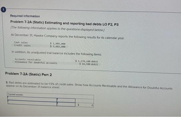Solved Required information Problem 7.2A (Static) Estimating | Chegg.com