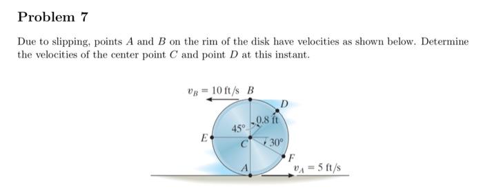 Solved Problem 7 Due to slipping, points A and B on the rim | Chegg.com