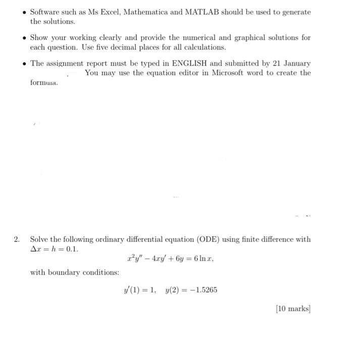 Solved - Software such as Ms Excel, Mathematica and MATLAB | Chegg.com