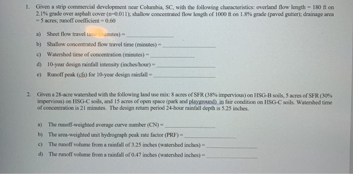 Solved 1. Given a strip commercial development near | Chegg.com