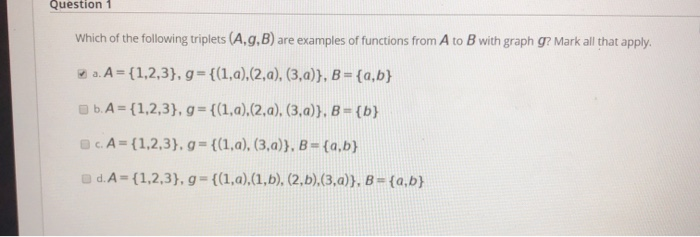 Solved Question Which of the following triplets (A,9,B) are | Chegg.com