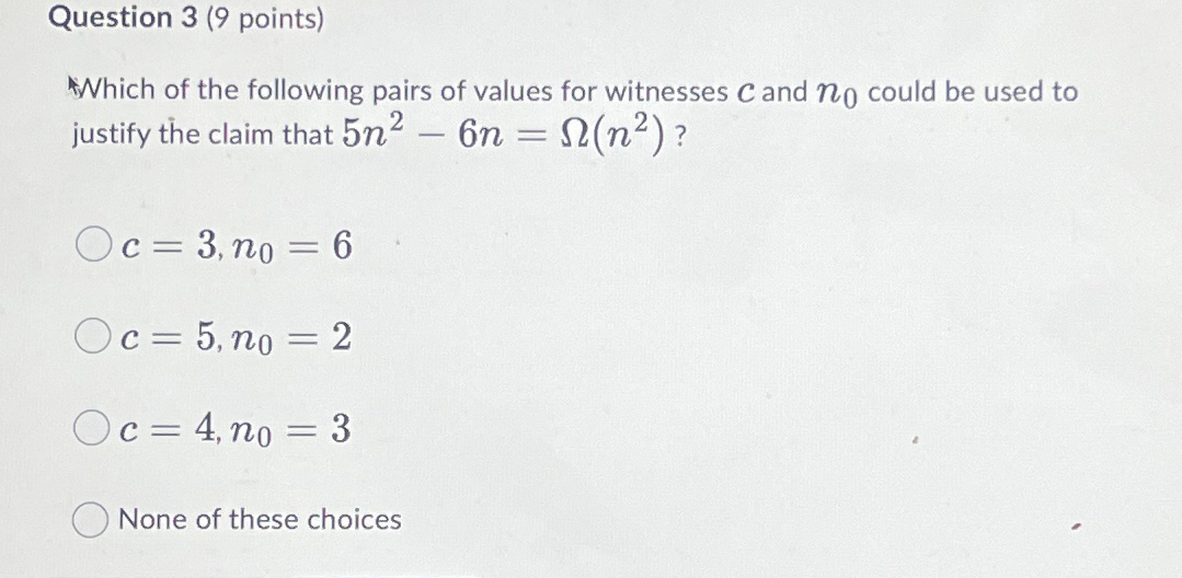 Solved Question 3 (9 ﻿points)Which of the following pairs of | Chegg.com