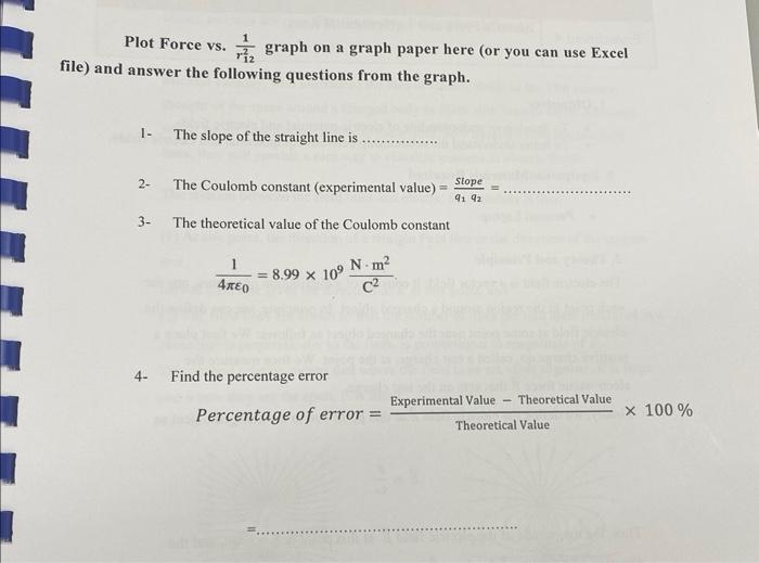 Plot Force vs. r1221 graph on a graph paper here (or | Chegg.com