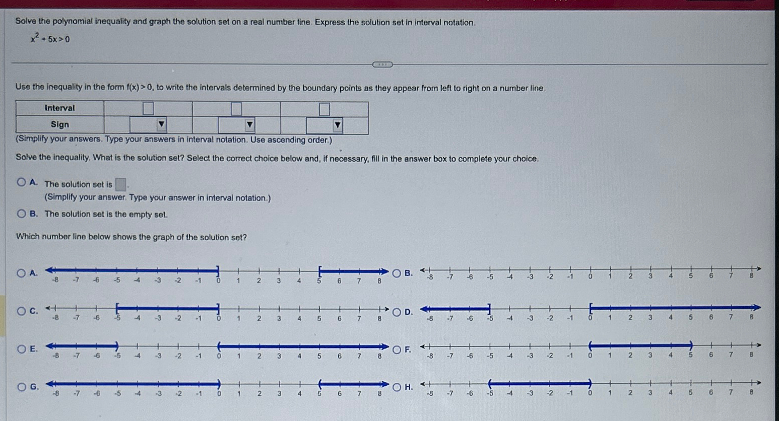 Solved Solve the polynomial inequality and graph the | Chegg.com