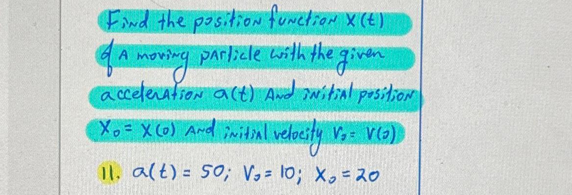 Solved Find the position function x(t)of A moving parlicle | Chegg.com