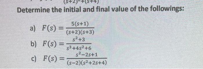 Solved Determine the initial and final value of the | Chegg.com