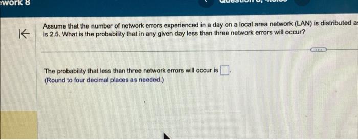 Solved Assume that the number of network errors experienced | Chegg.com