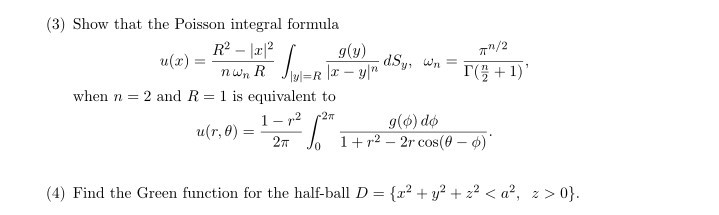 Solved 7/2 were become 1 (3) Show that the Poisson integral | Chegg.com