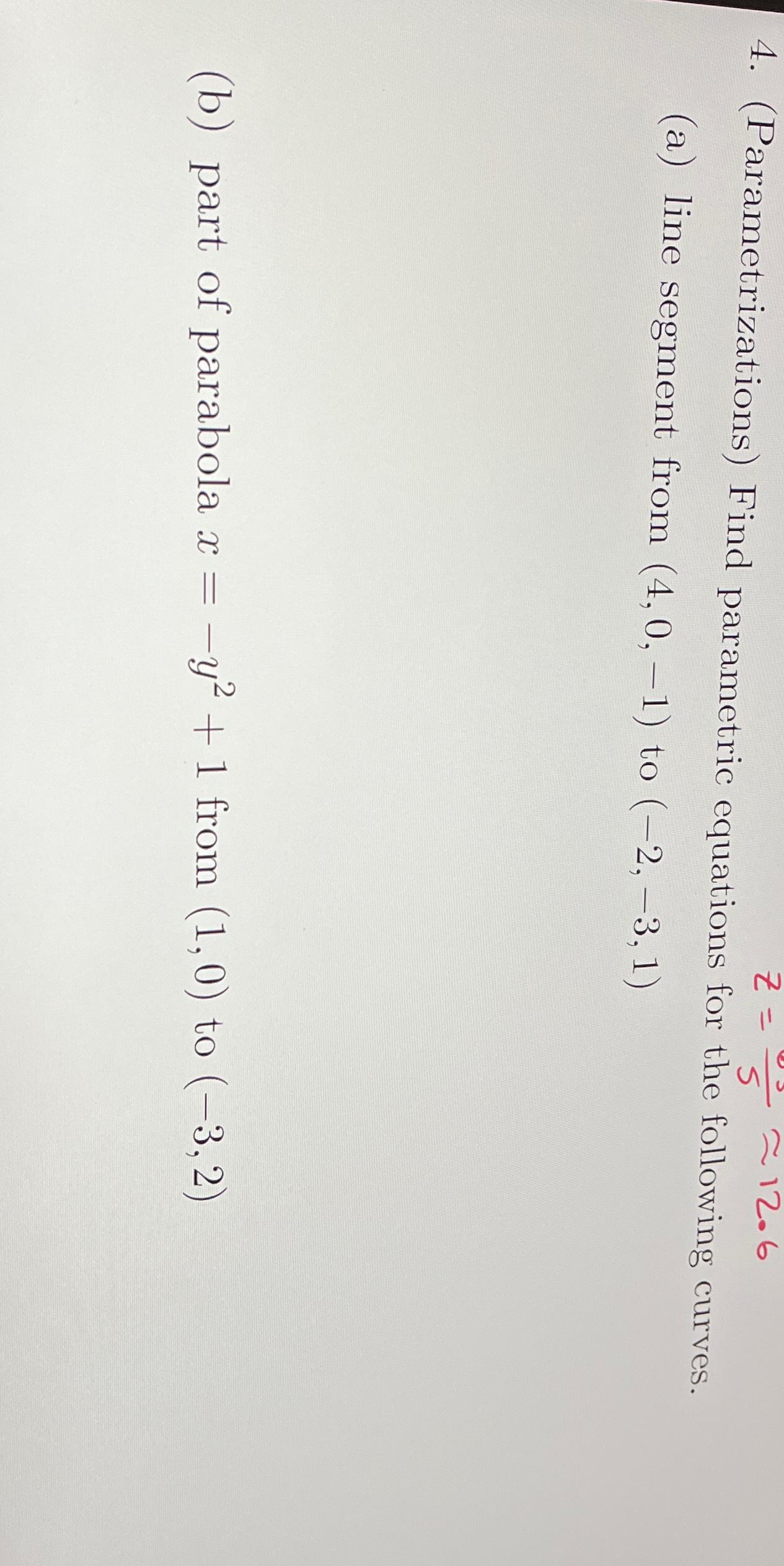 Solved (Parametrizations) ﻿Find parametric equations for the | Chegg.com