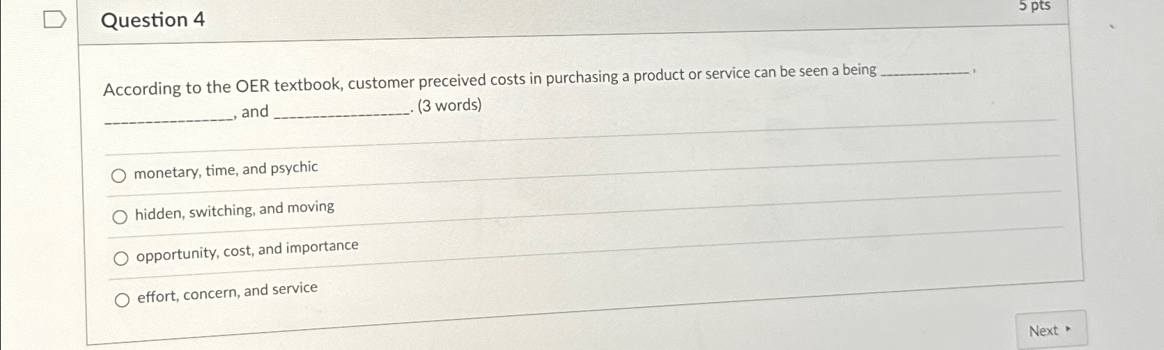 Solved Question 4According to the OER textbook, customer | Chegg.com
