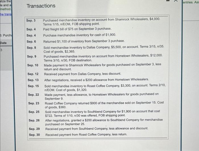 Solved Transactions Journalize the following transactions | Chegg.com
