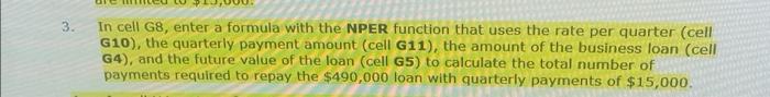 Solved In cell G8, enter a formula with the NPER function | Chegg.com