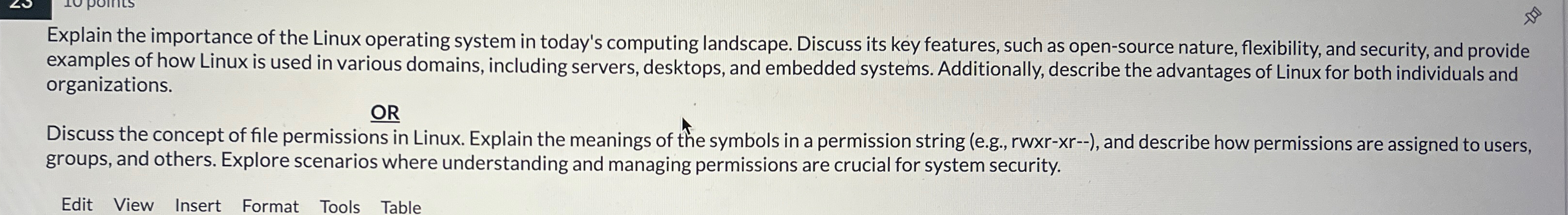 Solved Explain the importance of the Linux operating system | Chegg.com
