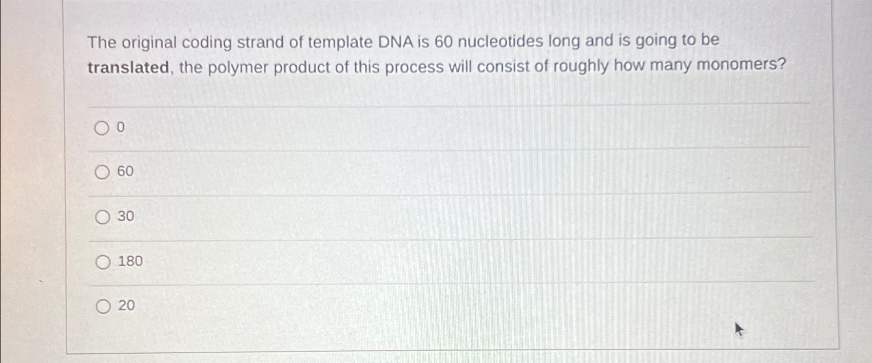 Solved The original coding strand of template DNA is 60 | Chegg.com