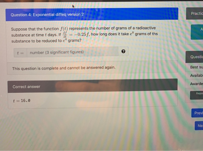 Solved Question 4: Exponential diffeq version 2 Practic | Chegg.com