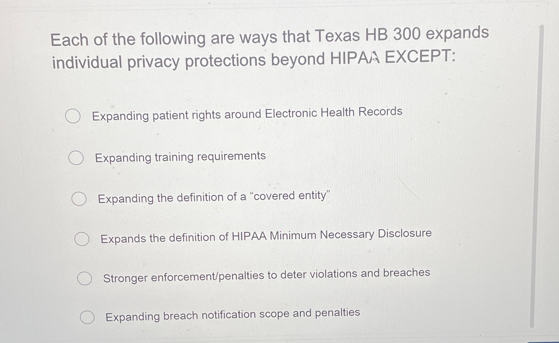 Solved Each of the following are ways that Texas HB 300 | Chegg.com