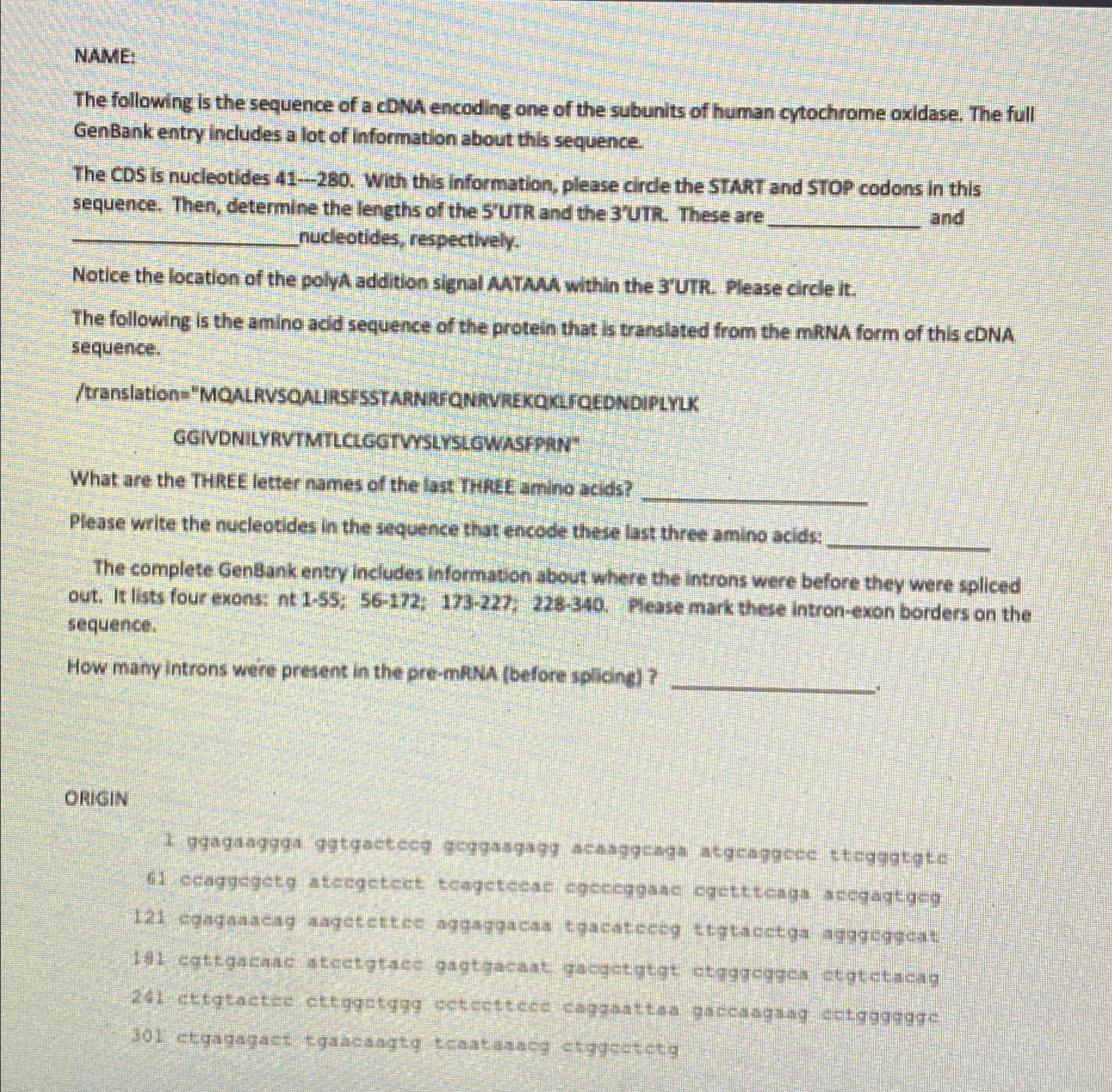 Solved The following is the sequence of a cowt encoding one | Chegg.com