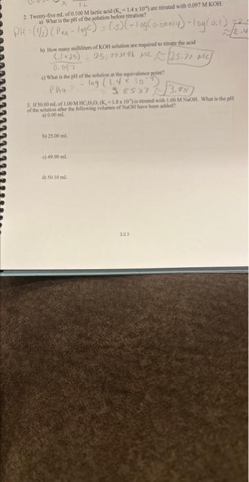 2. Twenty-Ĝve mL of too Nl lectic abid (K,=1,4 s,104) | Chegg.com