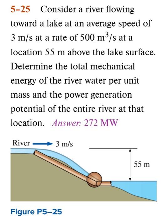Solved 5-25 Consider a river flowing toward a lake at an | Chegg.com