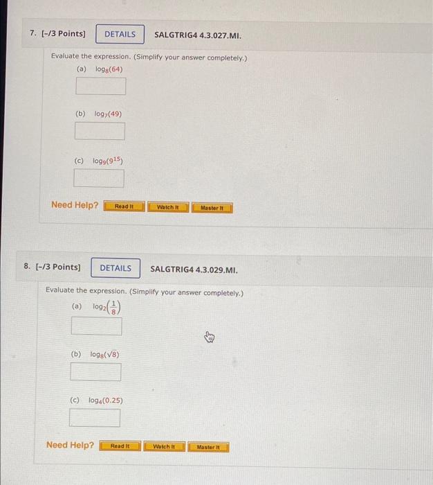Solved 7. (-13 Points) DETAILS SALGTRIG4 4.3.027.MI. | Chegg.com Solved 7. (-13 Points) DETAILS SALGTRIG4 4.3.027.MI. | Chegg.com