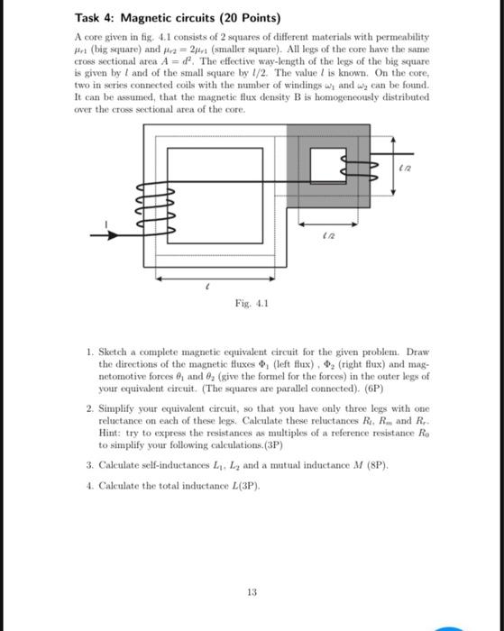 Solved Task 4: Magnetic circuits (20 Points) A core given in | Chegg.com