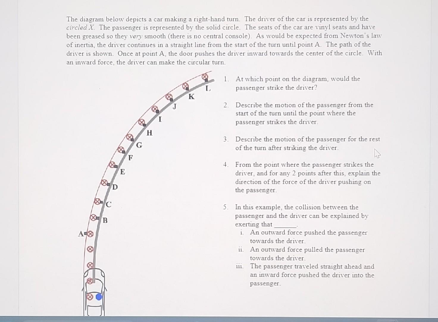The diagram below depicts a car making a right-hand | Chegg.com