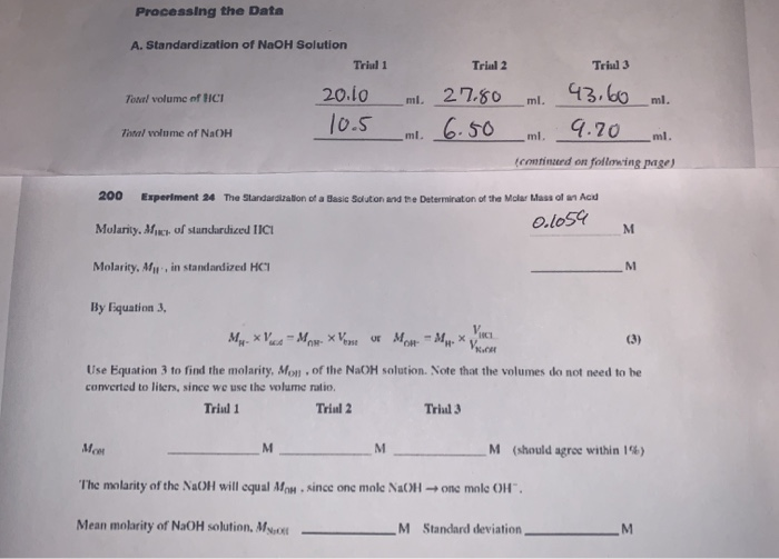 Solved A. Standardization of NaOH Solution Trial 1 Trial 2 | Chegg.com