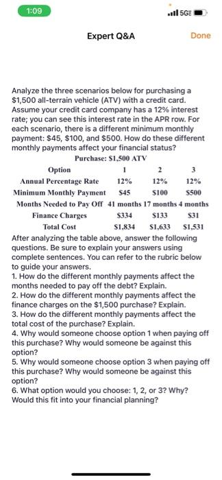 Solved Analyze the three scenarios below for purchasing a | Chegg.com