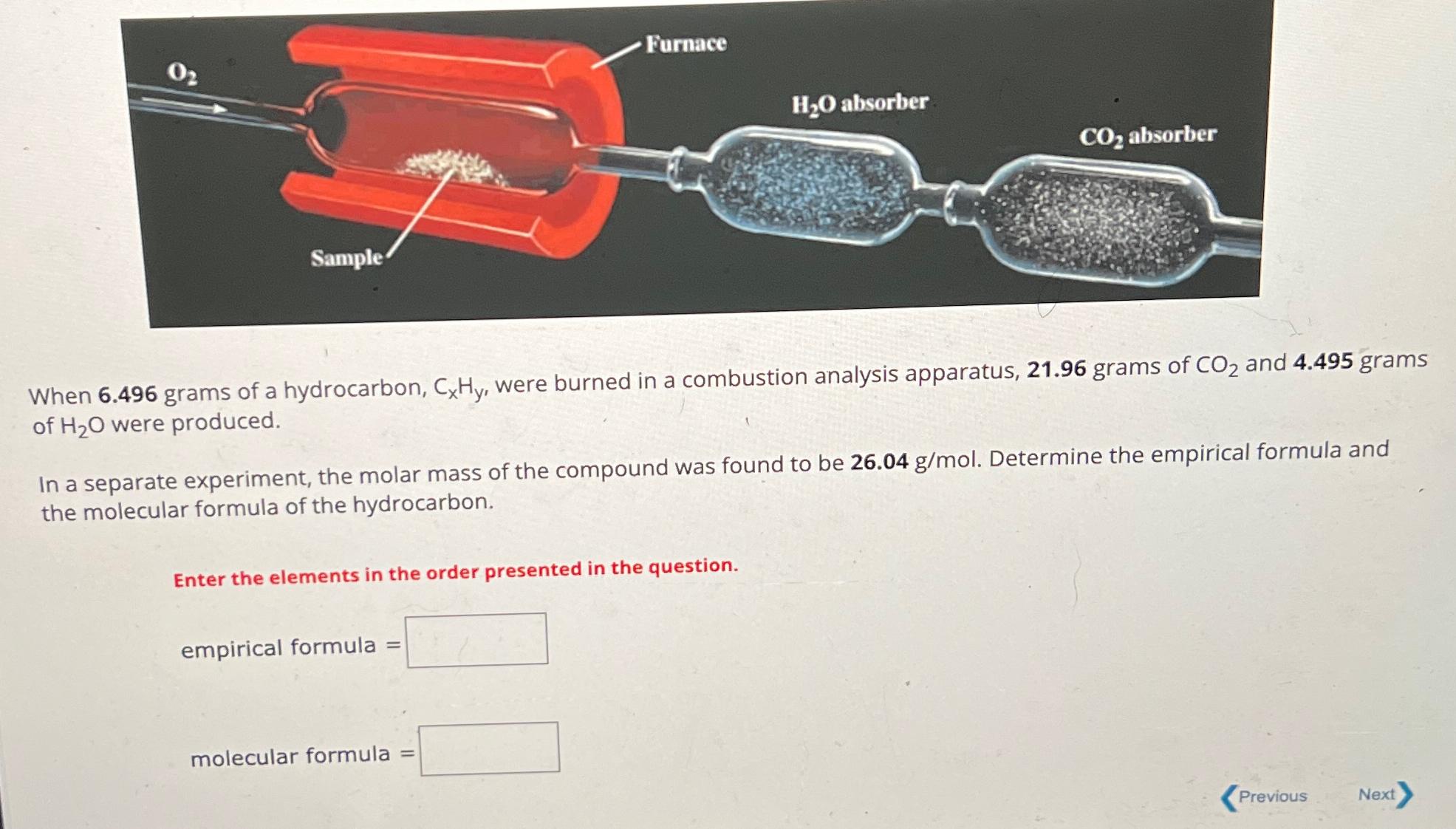 Solved When 6.496 ﻿grams of a hydrocarbon, CxHy, ﻿were | Chegg.com