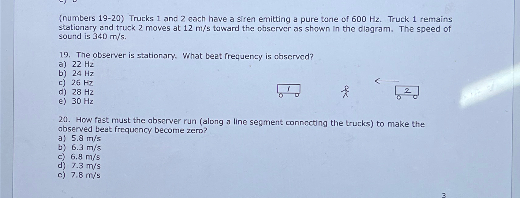 Solved (numbers 19-20) ﻿Trucks 1 ﻿and 2 ﻿each have a siren | Chegg.com