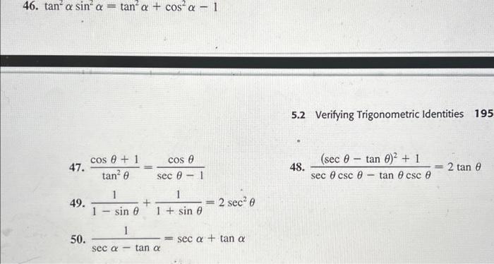 Solved 5.2 Verifying Trigonometric Identities 195 47. | Chegg.com