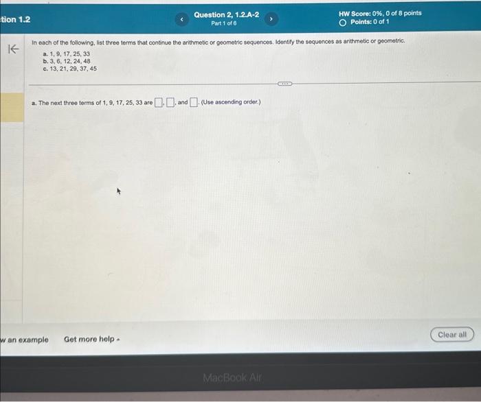 Solved In each of the following, list three terms that | Chegg.com