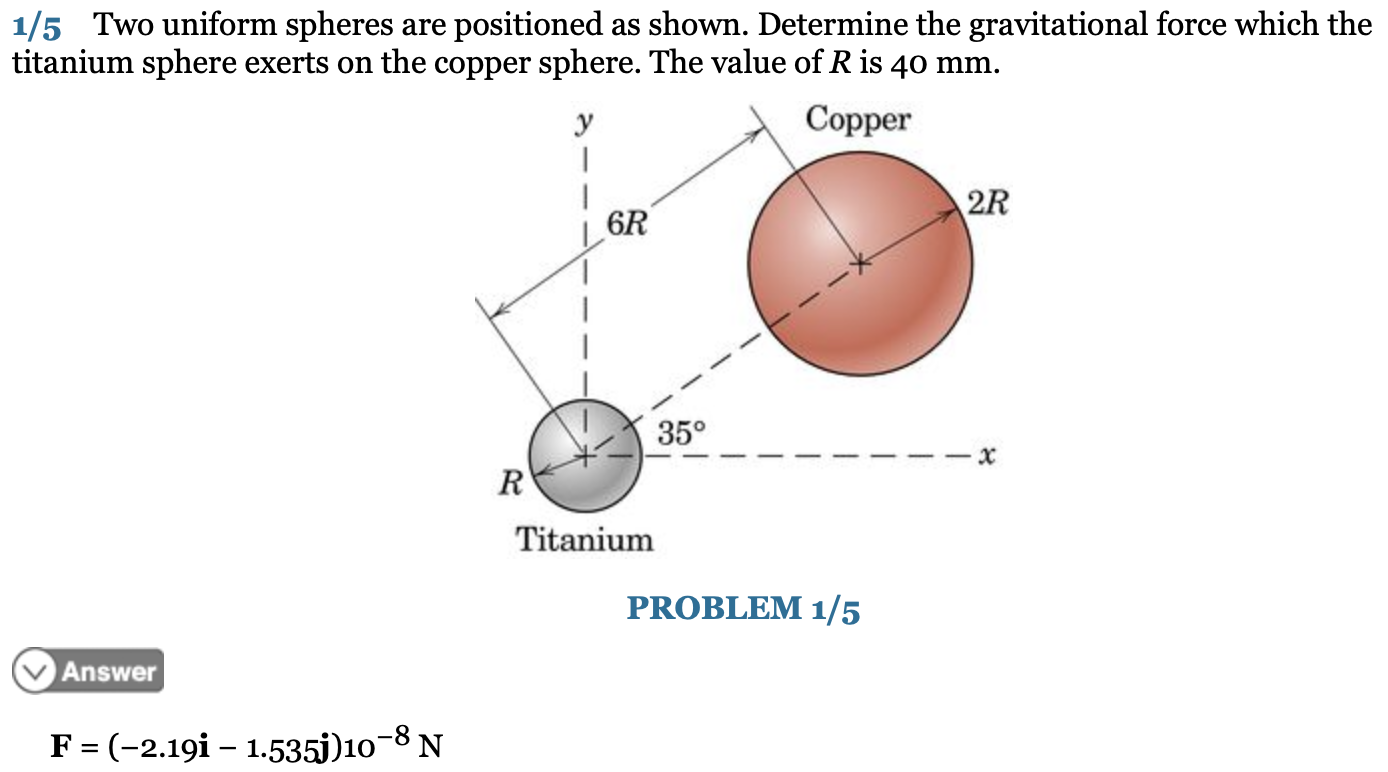 Solved Two uniform spheres are positioned as ﻿shown. | Chegg.com