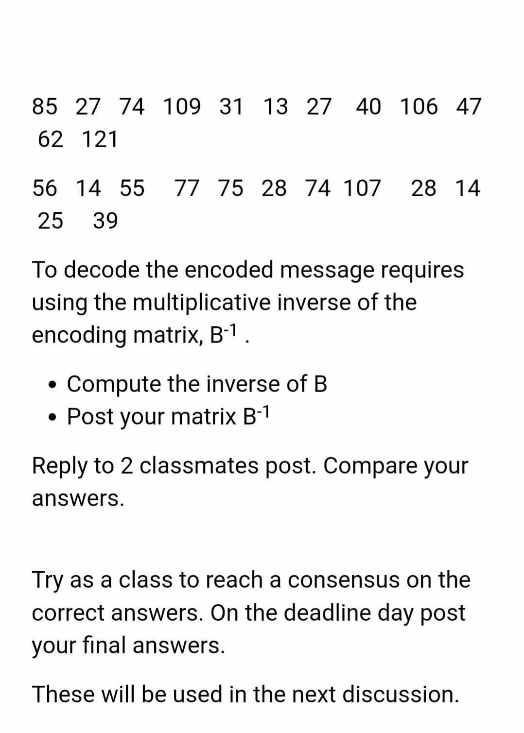 Solved M02B Discussion: Solving Applications Involving the | Chegg.com