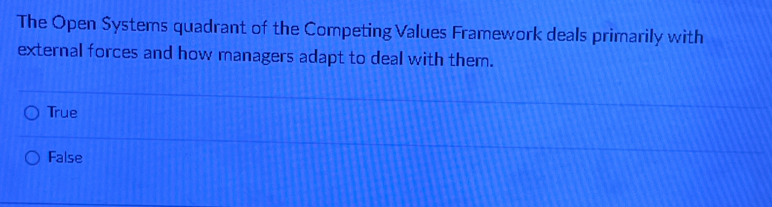 Solved The Open Systems quadrant of the Competing Values | Chegg.com
