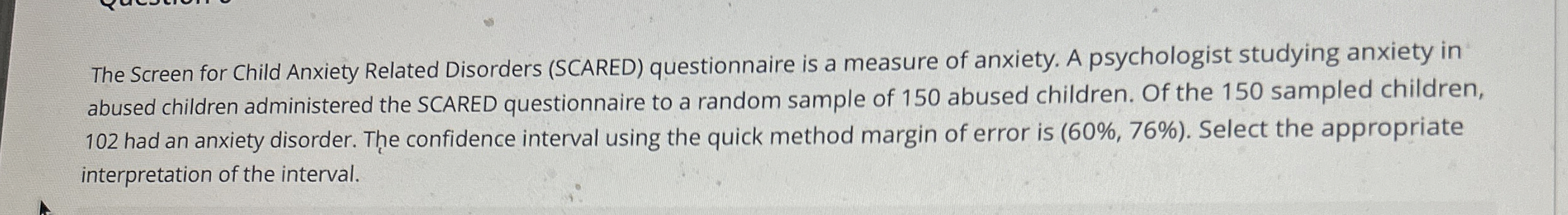 Solved The Screen for Child Anxiety Related Disorders | Chegg.com