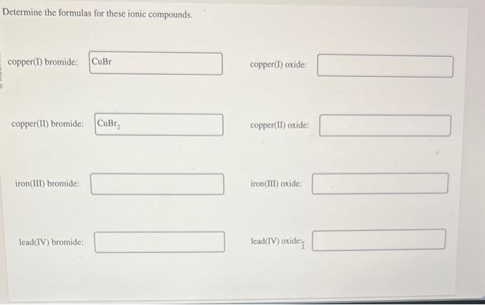 Solved Determine the formulas for these ionic compounds. | Chegg.com