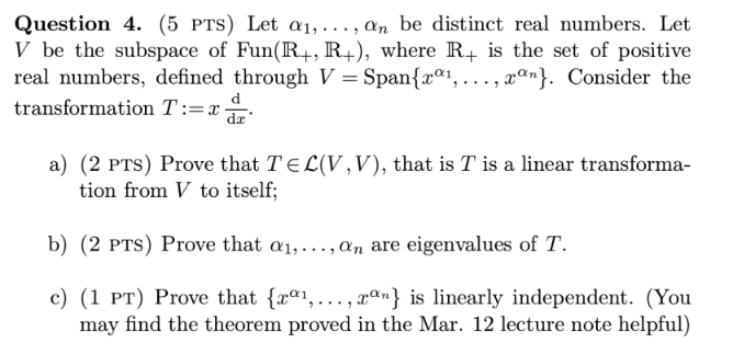 Solved Question 4. (5 ﻿PTS) ﻿Let α1,dots,αn ﻿be distinct | Chegg.com