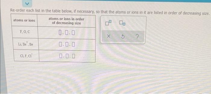 Solved Re-order each list in the table below, if necessary, | Chegg.com