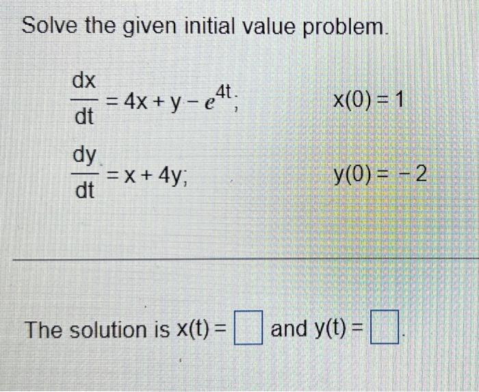 Solved Solve the given initial value problem. | Chegg.com